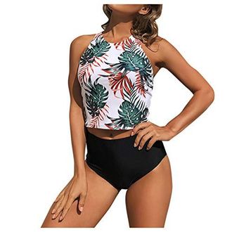 Generic Maillots De Bain Femme- Ensemble De Maillots De Bain Tankini Sexy &agrave; Motif Tropical Fendu Imprim&eacute; Plage
