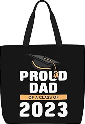 Generic Sac De Courses Fier Papa DUn Dipl&ocirc;m&eacute; De La Promotion 2023 Sac Biblioth&egrave;que Lavables Pliable Sacs En Toile Pour Femmes, Pour Femmes, Voyage, &Eacute;cole, Sho