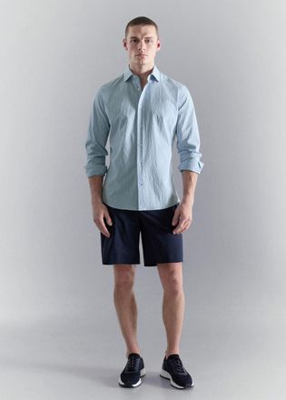 Mango Chemise rayures tennis effet froiss&eacute; bleu ciel - Homme - XXL - MANGO MAN
