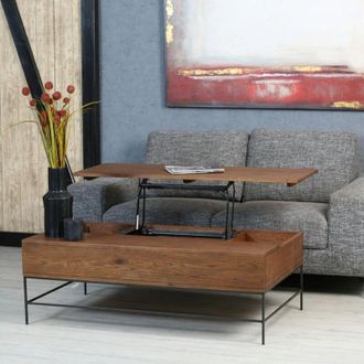 Pier Import Pier Import - Table basse relevable rectangulaire en ch&ecirc;ne massif oka