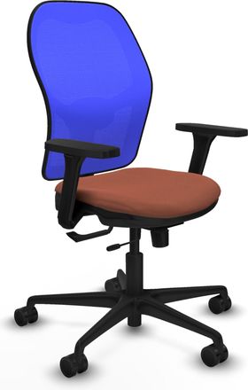 Piqueras y Crespo Jorquera B&uuml;rostuhl mit 3D-Armlehnen, ausgestattet mit Syncro/Traslack und injiziertem Schaumstoff, mit Rollen von 65 mm, Nylon, Blau/Braun