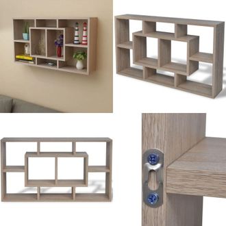 vidaXL Wandregal H&auml;ngeregal mit 8 F&auml;chern Eichefarbe - H&auml;ngeregal - Wandregal - Regal - Eichefarbenes M&ouml;bel - Wohnraumdeko - Home & Living