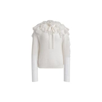 Alberta Ferretti Femme, Pulls, Blanc, Taille: 44 FR Mohair Ruffle Jumper