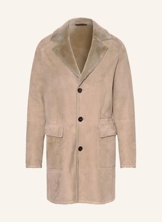 Manzoni24 Manzoni 24 Ledermantel beige