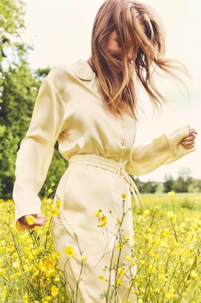 Gerard Darel Pantalon satin&eacute; - BAHYRA - Paille