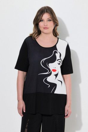 Miamoda T-Shirt T-Shirt A-Linie vorne Schwarz/Wei&szlig; Frauen-Motiv