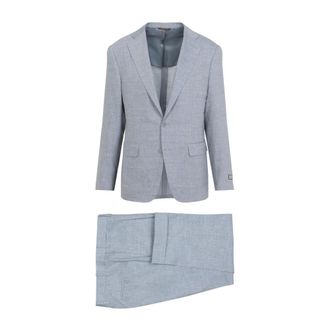 Canali Homme, Costumes, Bleu, Taille: L Costume en lin et laine