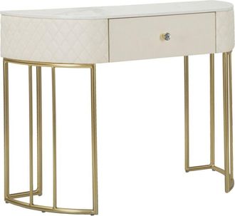 Dmora Konsolentisch Niccolo, Tisch, Eingangskonsole, Regal, 100x40 h75 cm, Weiß und Gold - Dmora