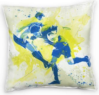 Paul Sinus Art Rugby I Deko Kissen mit F&uuml;llung 40x40cm f&uuml;r Couch Sofa Lounge Zierkissen - Dekoration zum Wohlf&uuml;hlen
