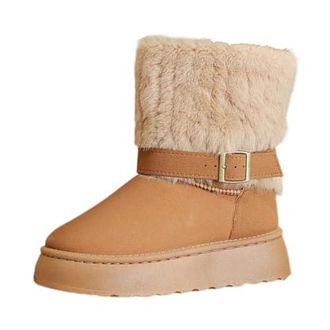 Generic Bottes de neige chaudes pour femme - Bout rond - &Eacute;l&eacute;gantes - D&eacute;contract&eacute;es - Semelle &eacute;paisse - Confortables - Classiques - En fourrure &eacute;paisse - &Agrave; enf