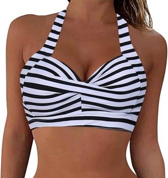 Generic Haut De Maillot De Bain Femme Sexy Push Up Hauts De Bikini R&eacute;glables El&eacute;gant Classics Col en V Hauts De Maillots Soutien Gorge avec Rembourrage Swimwe