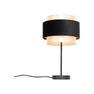 QAZQA Elif - Lampe de table - 1 lumi&egrave;re - &oslash; 25 cm - Noir et Or - Moderne - &eacute;clairage int&eacute;rieur - Salon i Chambre - Qazqa