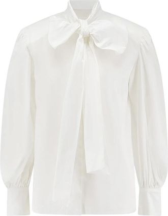 Actualee Hemdkragen aus Baumwollmischung mit gepolsterten Schultern - - Blouses & Shirts - Damen - Wei&szlig; - S