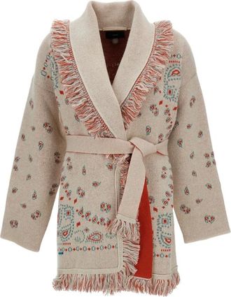 Alanui Femme, Pulls, Gris, Taille: 40 FR Bandana Jacquard Cardigan