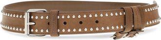 Miu Miu Studded Suede Belt - Brown