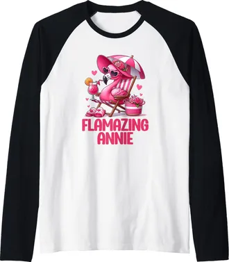 BDAZ Flamazing Annie Pink Flamingo Tropical Beach Trip Damen Raglan