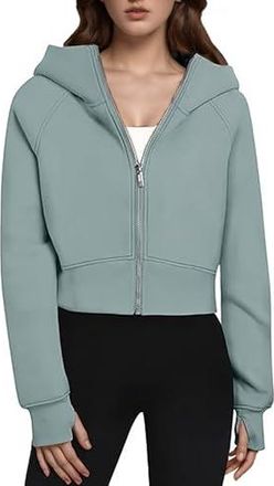 Generic Sweat-shirt &agrave; capuche pour femme - Manches longues - Fermeture &eacute;clair - Sport - Veste courte - Fermeture &eacute;clair - Sweat &agrave; capuche avec poches - Veste 