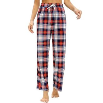 Generic Pantalon de pyjama unisexe &agrave; carreaux extensible confortable pour homme avec cordon de serrage &agrave; la taille et poches, rouge past&egrave;que, 3XL