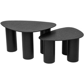 Miliboo Miliboo - Design-Beistelltische aus schwarzem Holz (2er-Set) foleen