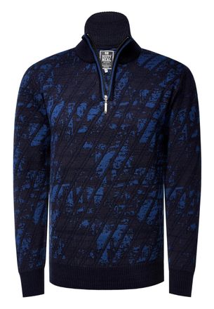 Rusty Neal Stehkragen Feinstrick Pullover mit 1/2 Zipper Regular Fit Strickpullover f&uuml;r Herren im Kontrast Design S - 3XL 444, Farbe:Marine, Gr&ouml;&szlig;e:3XL