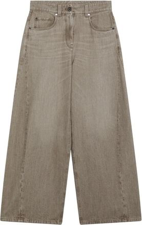 Brunello Cucinelli Femme, Jeans, Gris, Taille: 38 FR Authentic Denim Wide Jeans
