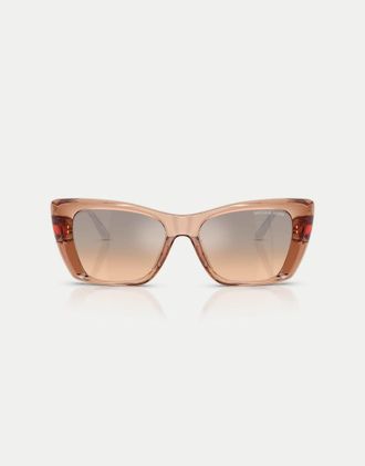 Michael Kors Tokyo lunettes de soleil carr&eacute;es avec verres miroir argent&eacute;s en marron clair transparent
