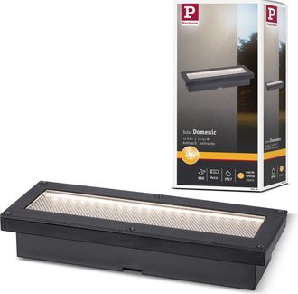 Paulmann 94576 LED Solar Bodeneinbauleuchte Domenic IP67 eckig incl. 1x0,1 W Warmweiß Schwarz kabellos Kunststoff wiederaufladbar 3000 K