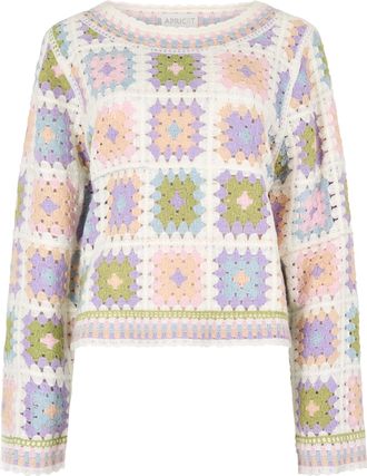 Apricot Pastel Crochet Squares Jumper