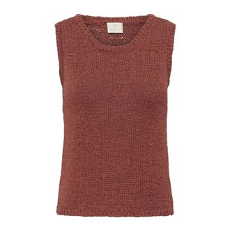 Kaffe &Auml;rmelloses Strickoberteil - - Tops - Damen - Rot - L