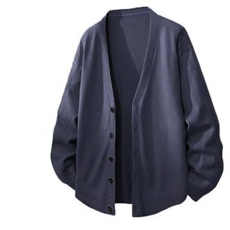 Generic NYSBH Cardigan &agrave; col en V pour homme avec boutons d&eacute;contract&eacute;s, bleu marine, XL