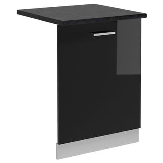 Vicco Fa&ccedil;ade de lave-vaisselle R-Line, Noir Haute brillance, 60cm, pt Anthracite Vicco