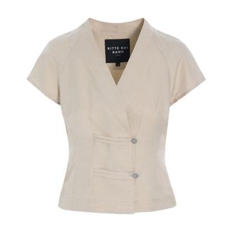 Bitte Kai Rand Kurzarmbluse mit Riemendetail - - Blouses & Shirts - Damen - Beige - S