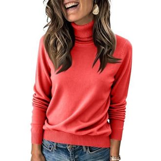 Generic Pull Femme Chic Et Elegant Noir Col Roul&eacute; Cachemire Taille Oversize WomenS Hiver Laine Grande Sweaters Chaud Pulls Blanc Femmes Vetement Haut Rouge V&ecirc;