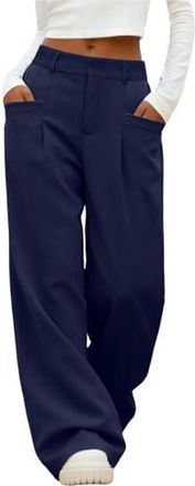 Generic Pantalon de costume pour femme - Pantalon large - D&eacute;contract&eacute; - Taille haute - Avec poches - &Eacute;l&eacute;gant - Pantalon extensible - Pour le bureau, les loisi