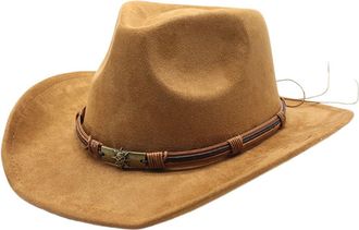 Generic Filz-Western-Cowboyhut breite Krempe Fedora-Hut Klassische Jazz-Kappe Vintage-Panama-Hut l&auml;ssiger Hut f&uuml;r Party und Alltag