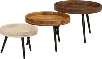 vidaXL Couchtische 3 Stk. Rund Massivholz Mango Vidaxl