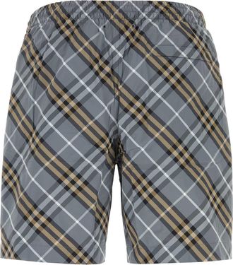 Burberry Plaid Nylon Swim Shorts - Gray