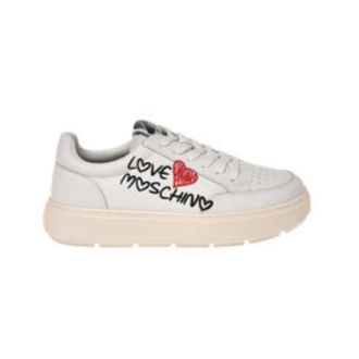 Love Moschino Graffiti Leder Sneaker - - Shoes - Damen - Wei&szlig; - 40 EU
