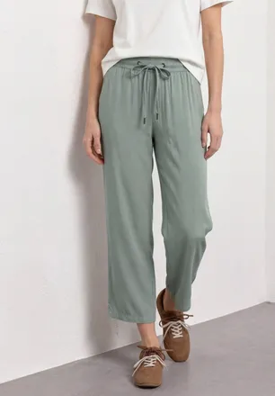 Street One Culotte STREET ONE, Damen, Gr. 38, L&auml;nge 26, schwarz mint gr&uuml;n, Stoff, 100% Viskose, unifarben, loose fit wadenlang, Hosen Culotte, High Waist, Topsel