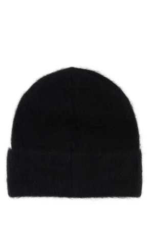 by FAR Womens Black Alpaca Beanie Hat Bl Cuffie