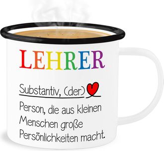 Shirtracer Emaille Becher Blechbecher - Tasse - Lehrer Definition | Abschiedsgeschenk Lehrer | Geschenk f&uuml;r Lehrer zum Abschied | Coole Lehrer Geschenke | Lehrer