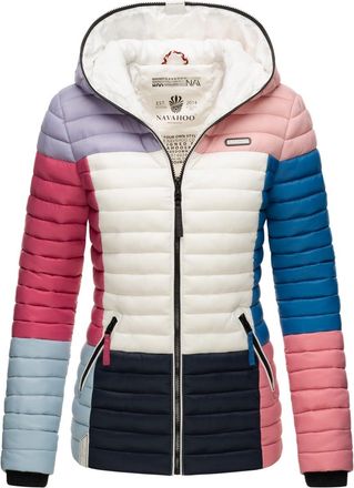 Navahoo Damen Jacke Steppjacke &Uuml;bergangsjacke gesteppt Colour Blocking B841 [B841-Multikulti-Dark1-Gr.S]