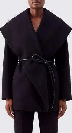 Sportmax Manteau court peignoir en laine vierge avec ceinture et col marin
