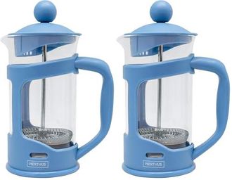 Nerthus Kitchenware FIH 791 Franz&ouml;sische Kaffeemaschine, PP/Borosilikatglas/SS, blau, 350 ml (Packung mit 2)