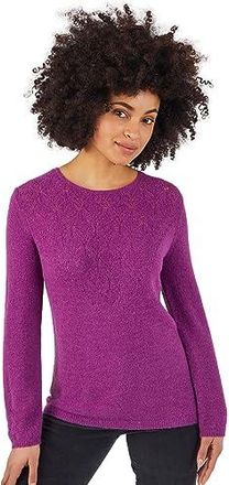 Damart Pull Maille Ajour&eacute;e M&eacute;lange Alpaga, Femme, Col Rond, Violet, Manche Longue
