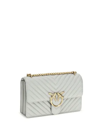Pinko Quilted Calf Leather Shoulder Bag - Gray