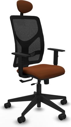 Piqueras y Crespo Telefonica Stuhl mit 1D-Armen, h&ouml;henverstellbare Lendenwirbelst&uuml;tze und festes Kopfteil, ausgestattet mit Syncro/Traslack und Schneideschaum, Schwarz/