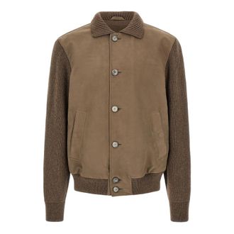 Brioni Strick-Lederjacke - - Jackets - Herren - Braun - XL