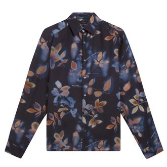 Ted Baker Kalmill Regular Fit Hemd Mit Blattschattenmuster In Marineblau