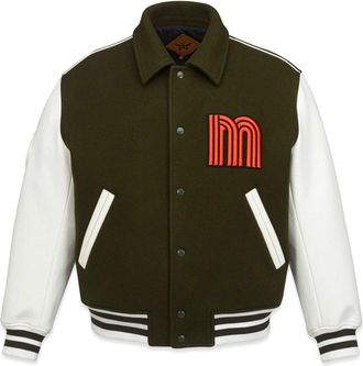 MCM Collegejacke mit M-Logo aus Loden KHAKI WOOL